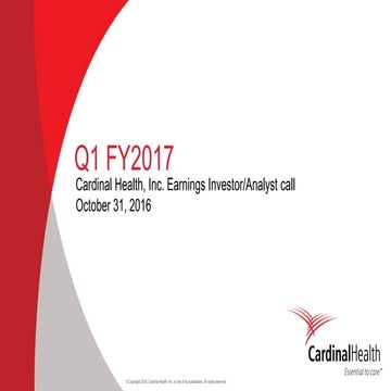 Cardinal Health Q1 FY 2017 Earnings Presentation | PPT
