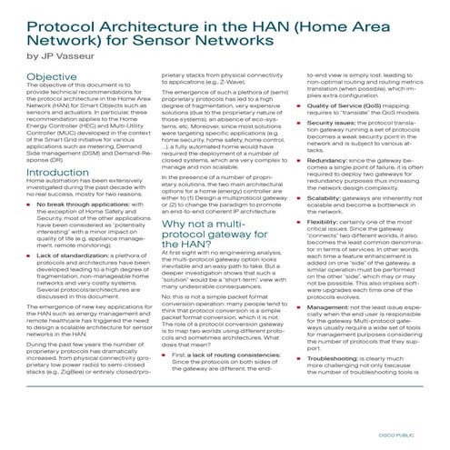 Protocol Architecture in the HAN (Home Area Network) for Sensor ...