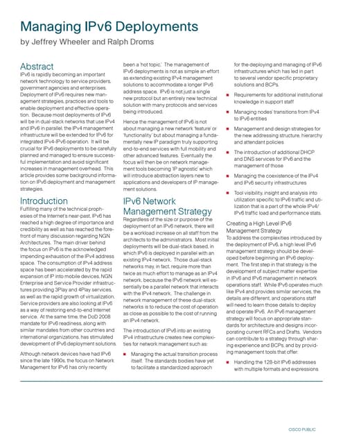 Managing IPv6 Deployments | PDF Managing IPv6 Deployments | PDF