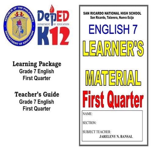 Deped grade 7 english module 1st quarter | PDF