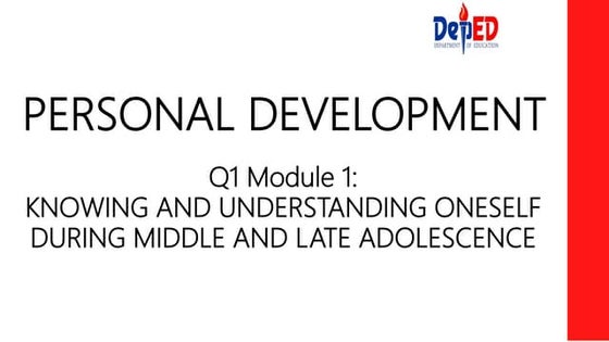 Personal Development Grade 12- Quiz Number 1 | PPTX