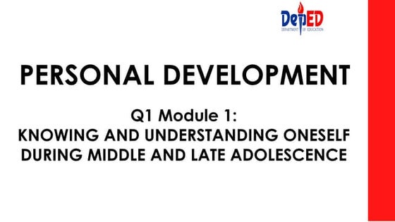 Personal Development Grade 12- Quiz Number 1 | PPTX