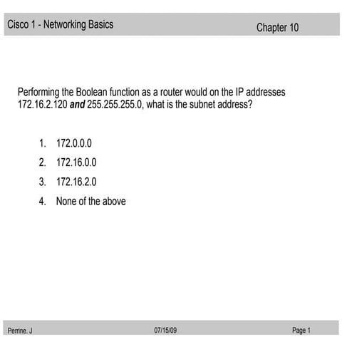 Q1 On Ch10 Routing Fundamentals And Subnets Ppt