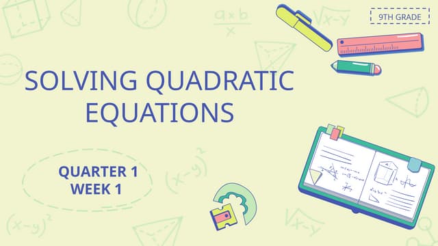Q1 W1 Solving Quadratic Equations By Extracting Square Roots Pptx