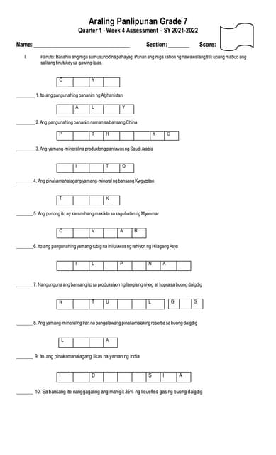 Ap 7 3rd quarter exam | DOCX