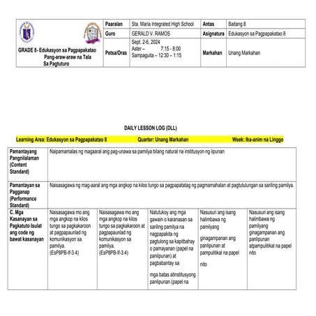 q1w6ESP24-25.docx Daily lesson Log for week 6 first quarter | PPT