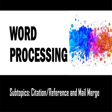 This lesson is all about Word Processing (Page Break and Table of ...