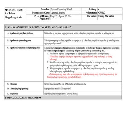 Quarter 1_Week 1-Daily Lesson Plan in GMRC 4 | DOCX