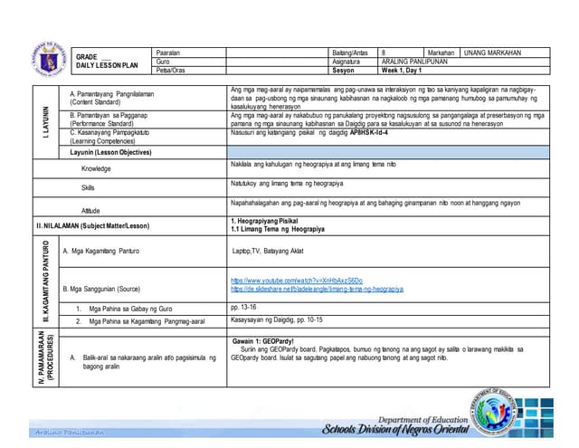 Araling Panlipunan Grade-7 - Learning Module - Quarter 1 - Module 1 | PDF