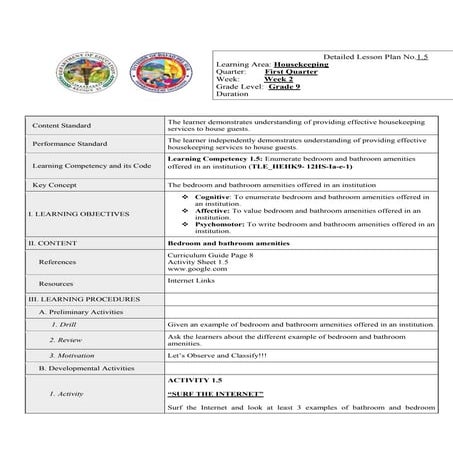 HOUSEKEEPING NC II - CBLM | PDF