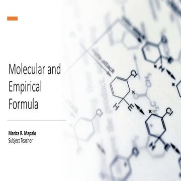 Q1_WK5_L7_Molecular and Empirical Formula.pptx | Chemistry | Science