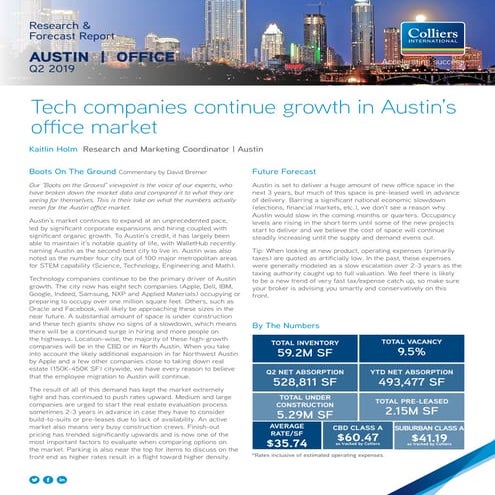 Q2 2019 | Austin Office | Research & Forecast Report | PDF