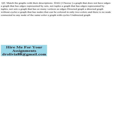 Q2. Match the graphs with their descriptions. DAG [ Choose ] a graph .pdf