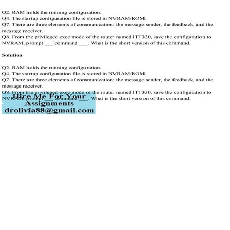 Q2 Ram Holds The Running Configuration Q4 The Startup Configurat Pdf