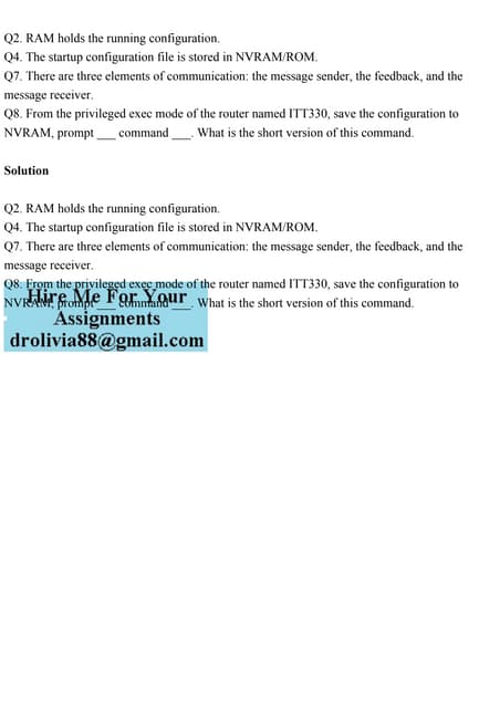 Q2 Ram Holds The Running Configuration Q4 The Startup Configurat Pdf