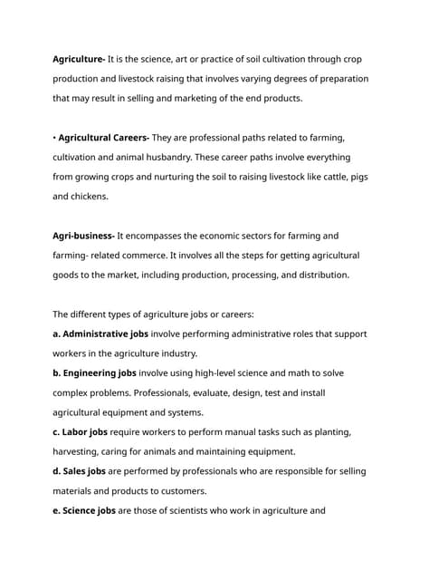 Grade 7 AFA - Career and Business Opportunities in Agriculture ...