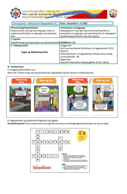DLL EsP 10 2nd Quarter - Week 1 SY 23-24 | DOCX