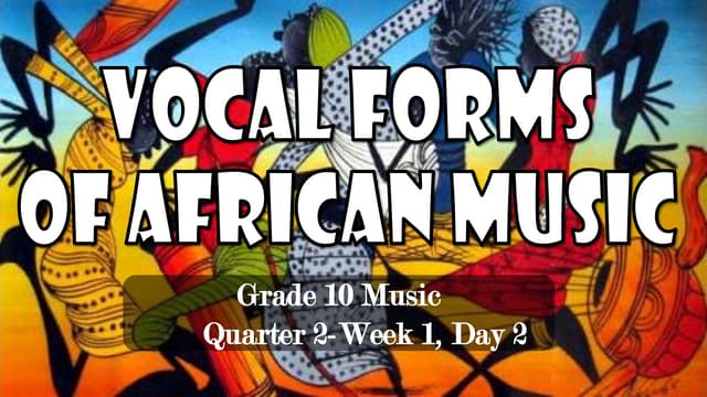vocal forms of african music in an africa | PDF
