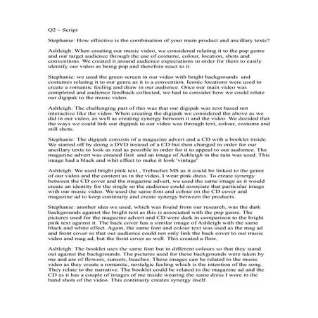 Evaluation Question 2 - Script | PDF