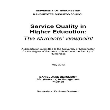 Service Quality in Higher Education: The students’ viewpoint | PDF
