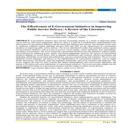 The Effectiveness of E-Government Initiatives in Improving Public ...
