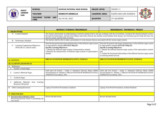LESSON PLAN SCIENCE 7 ECOSYSTEM BIOTOC AND ABIOTIC FACTORS | PDF