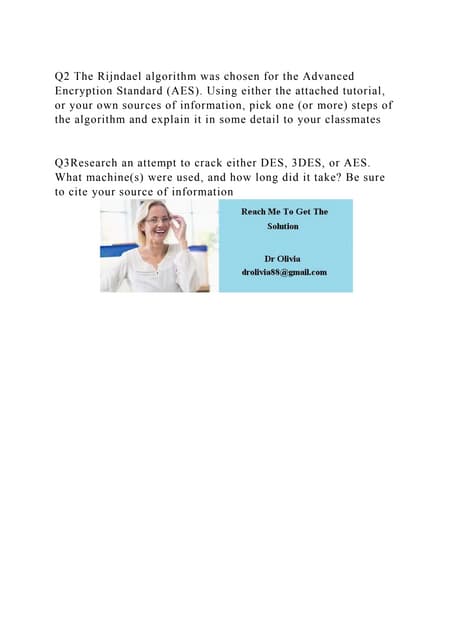 Q2 The Rijndael Algorithm Was Chosen For The Advanced Encryption Stadocx