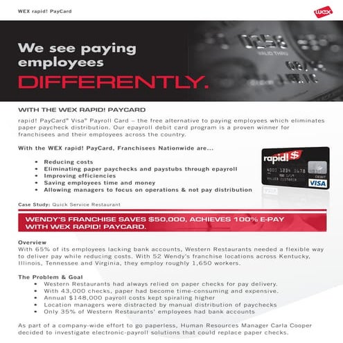WEX rapid! PayCard - We see paying employees differently | PDF