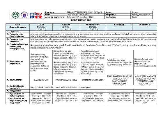 AP 9 LESSON PLAN | PDF