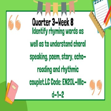 English 3 dlp 10 identifying rhyming words | PDF