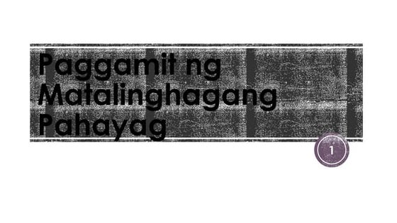 Filipino 8 Matalinghagang Pahayag | PPT