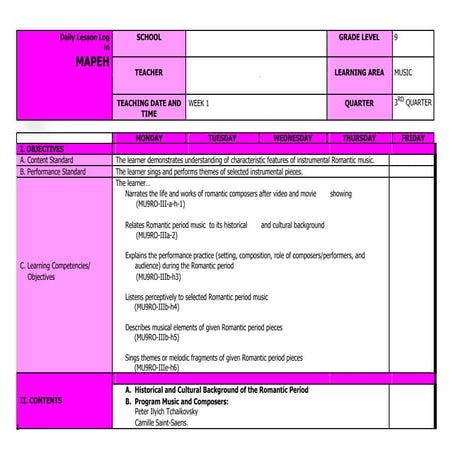 lesson plan in music 7/activities sdbsdn | DOCX