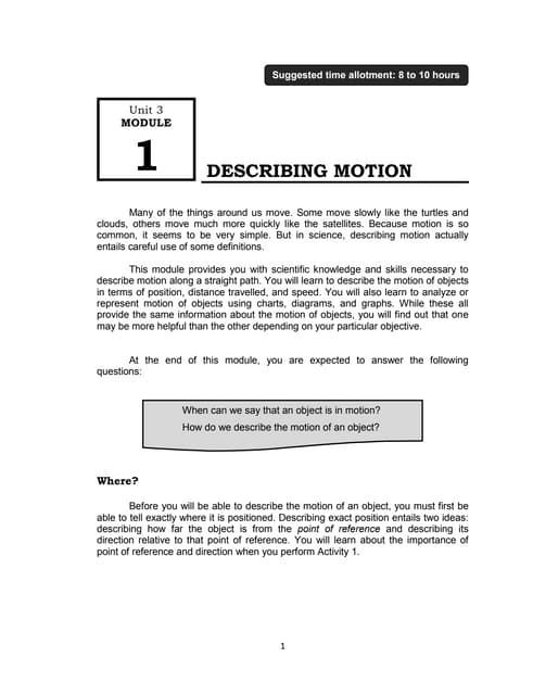 Describing motion | PPTX