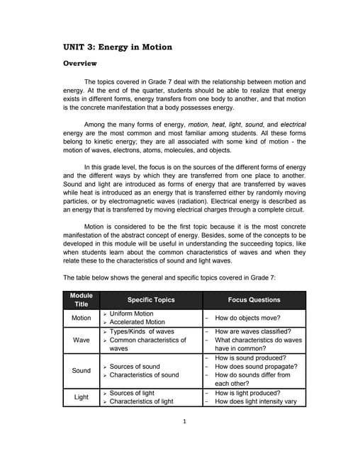 Q3 module 1_describing_motion | PDF | Physics | Science
