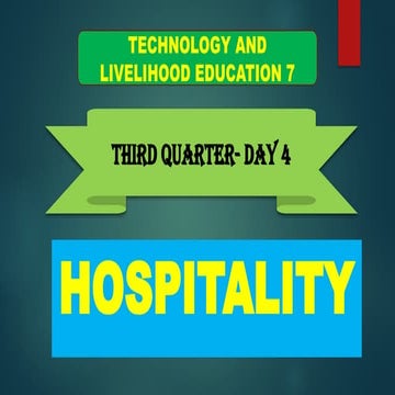 Technology and Livelihood Education Tourism/Hospitality TLE 7 | PPTX