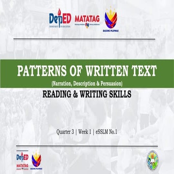 Q3-W1 - Patterns of Written Text (Narration, Description, Persuasion ...