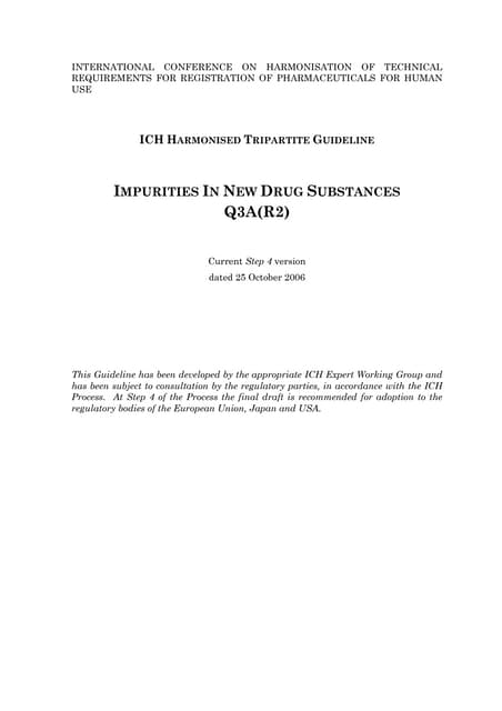 Q3A(R2) IMPURITIES IN NEW DRUG SUBSTANCES | PPTX