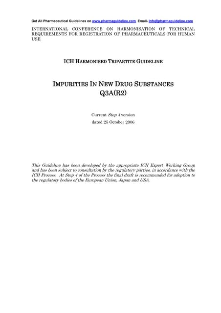 Q3A(R2) IMPURITIES IN NEW DRUG SUBSTANCES | PPTX