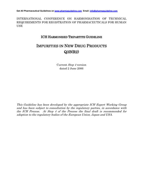 ICH guidelines on impurities in new drug products.pptx | Pharmaceutical ...