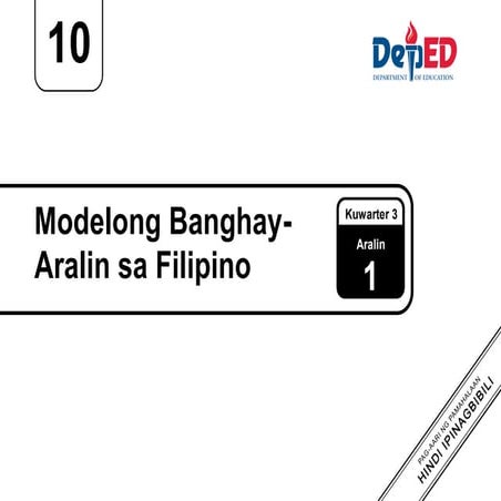 Modelong Banghay-Aralin sa Filipino para sa Baitang 10: Kuwarter 3 ...