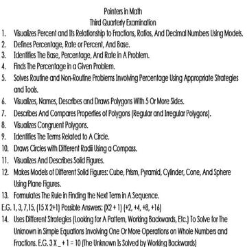 THIRD QUARERLY EXAMS POINTERS IN MATH 5 | PPT