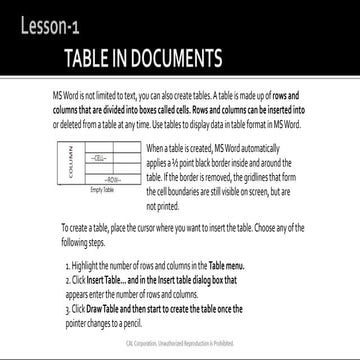 Ms Word Tables Pptx Desktop Publishing Computer Software And