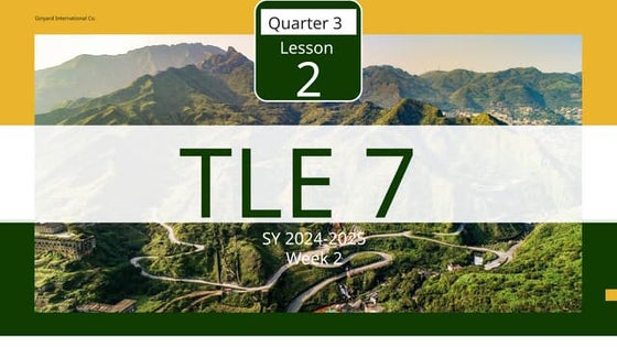 Quarter 2_LE_TLE 7_Lesson 1_Week ink 1.pdf | Agriculture | Industries