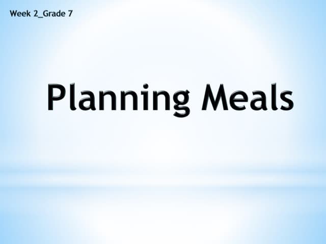 Meal planning | PPTX