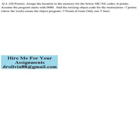 Q 4 20 Points Assign The Location In The Memory For The Below Sicpdf 2928