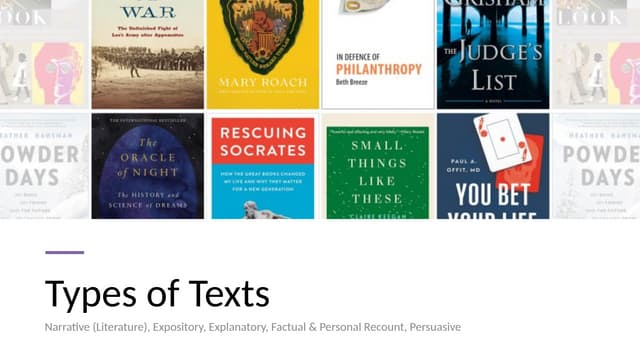 Basic text types and other text types as to purpose ppt | PDF