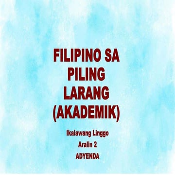 ADYENDA lesson in Filipino sa Piling Larang | PPTX