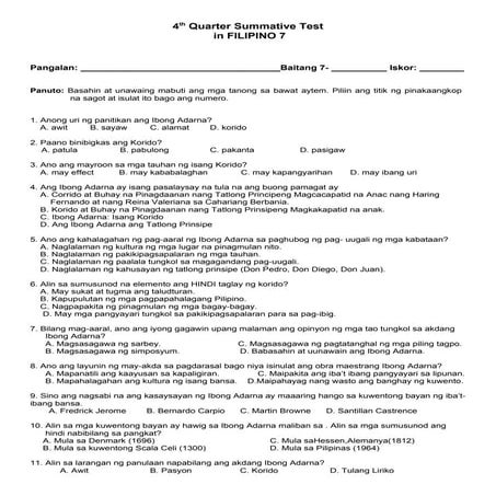 SEMI-FINAL EXAM-FIL 7-2023 2024.FILIPINO 7 | PPTX