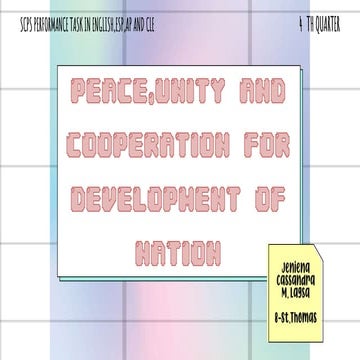 PEACE, UNITY AND COOPERATION FOR DEVELOPMENT OF NATION | PPTX