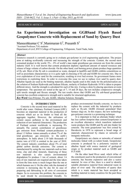 Experimental Investigation on Geo-polymer Bricks | PDF | Indoor Environmental Quality | Home ...